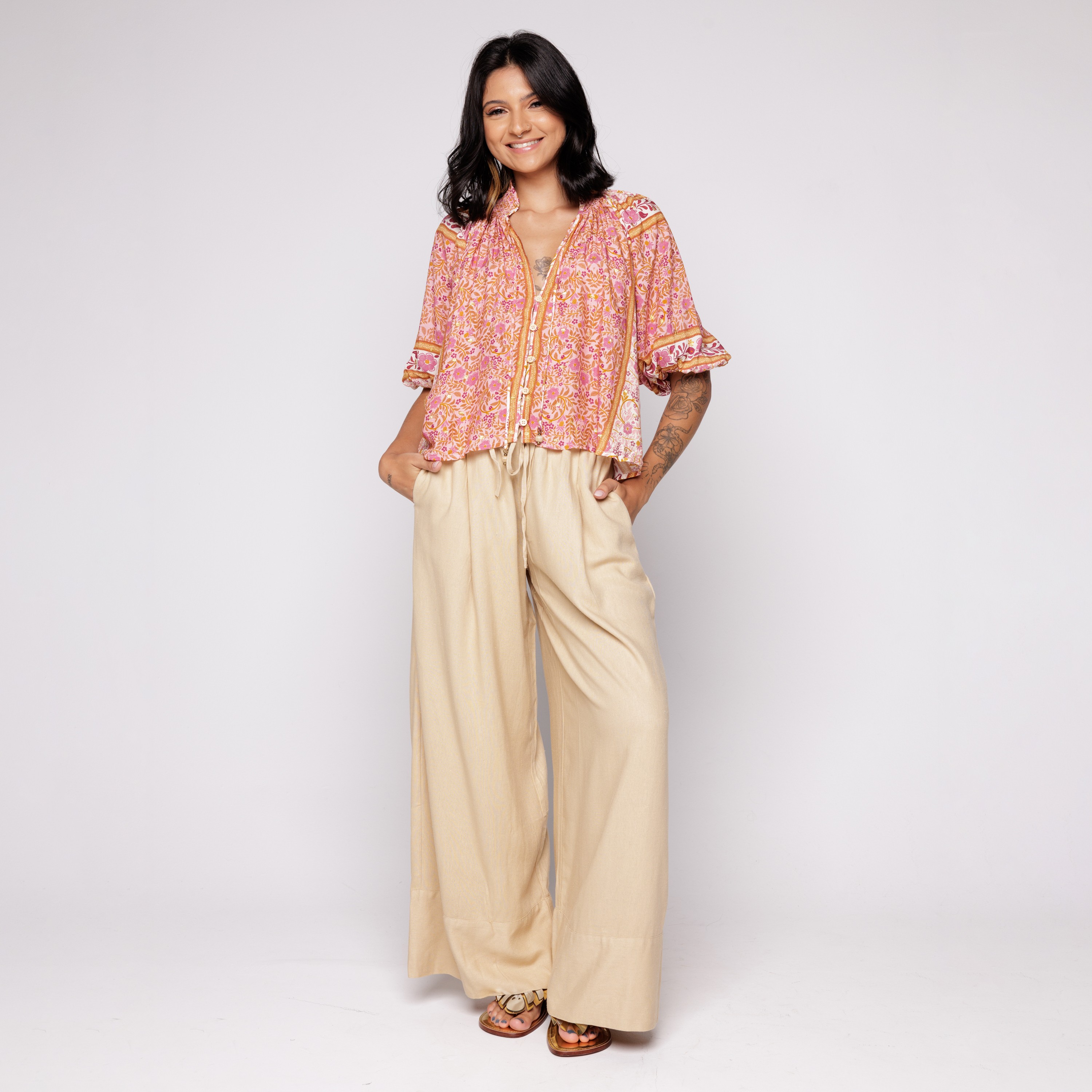 Calça Cós Elastico Linho - Informal Inn